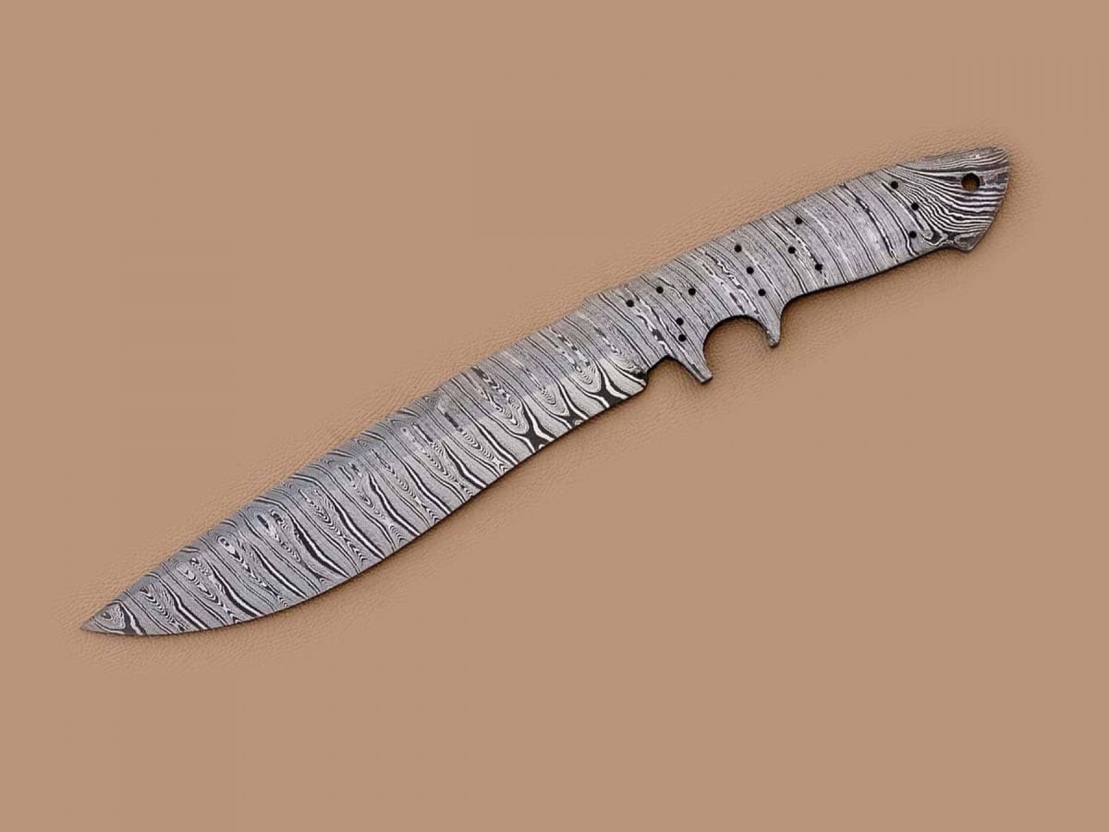 Custom made Damascus Steel Sub Hilt Recurve Bowie Knife Blade Blank ...