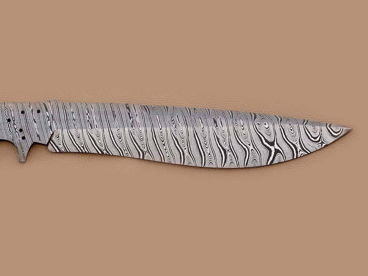 Custom made Damascus Steel Sub Hilt Recurve Bowie Knife Blade Blank ...