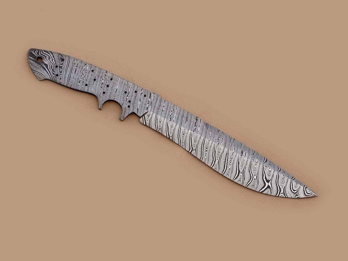 Custom made Damascus Steel Sub Hilt Recurve Bowie Knife Blade Blank ...